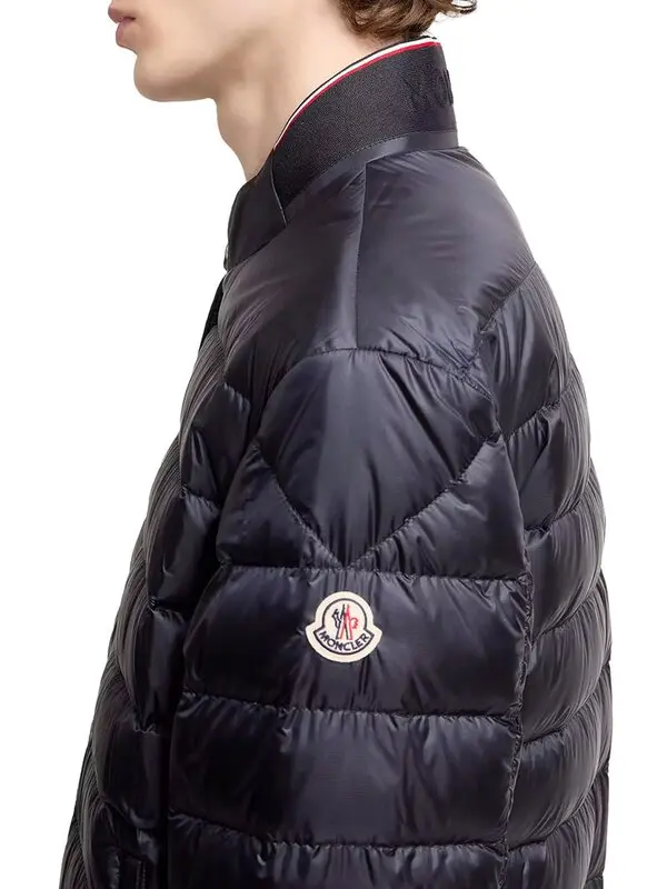 Moncler Rigel Short Down Jacket With Tricolor Trim - Blue