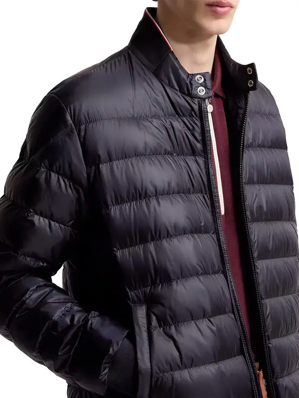 Moncler Rigel Short Down Jacket With Tricolor Trim - Blue
