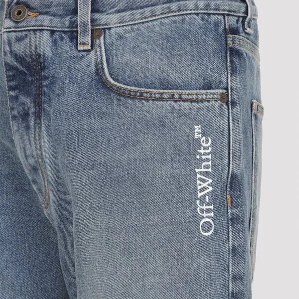 Off-White Slim Relaxed Jeans With Half Arrow Print - Blue
