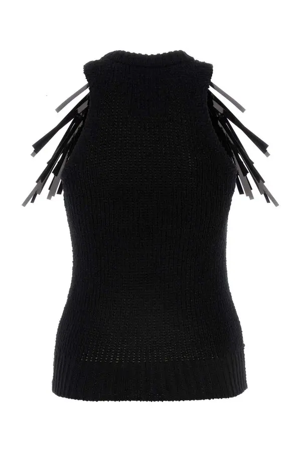 JIL SANDER Stretch Cotton Top With Fringe Detail