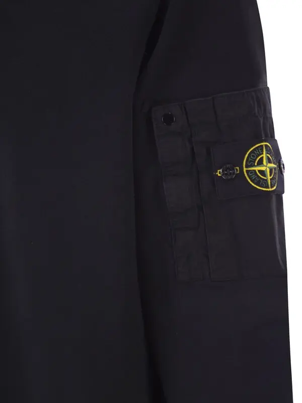 Stone Island Regular Fit Crew Neck Sweatshirt With Seasonal Pocket - Blue