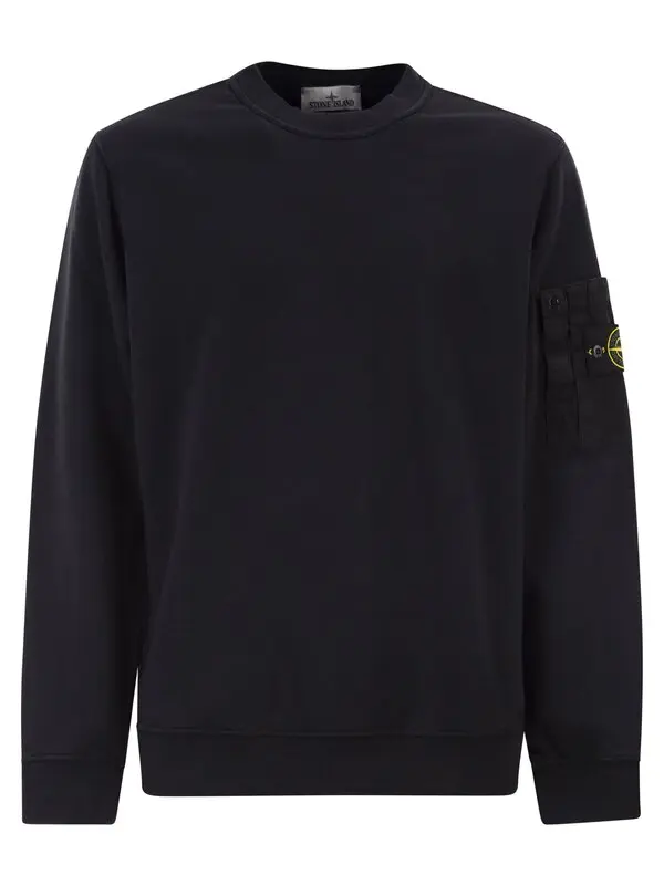 Stone Island Regular Fit Crew Neck Sweatshirt With Seasonal Pocket - Blue