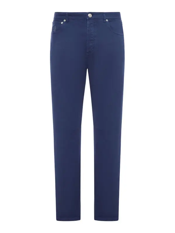 Brunello Cucinelli Five-pocket Garment-dyed Denim Trousers - Blue