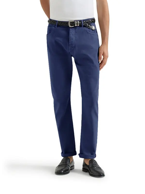 Brunello Cucinelli Five-pocket Garment-dyed Denim Trousers - Blue