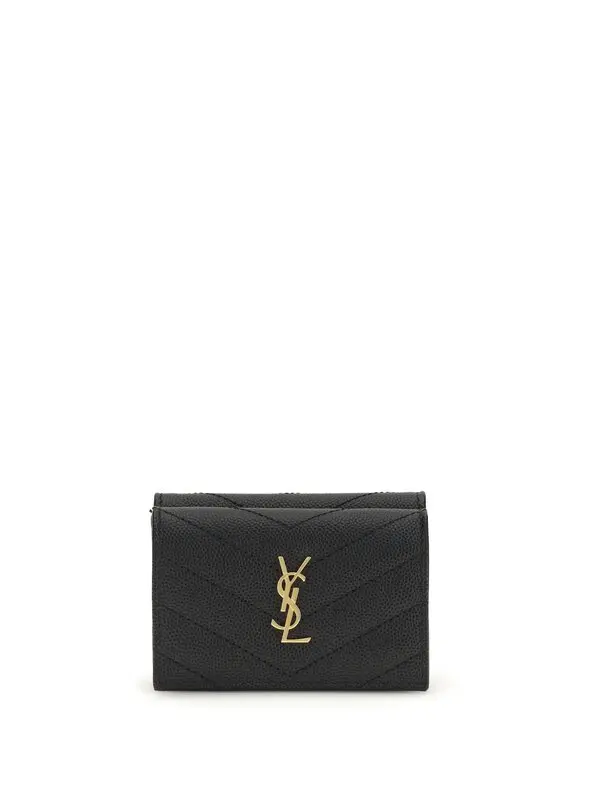 Saint Laurent Cassandre Trifold Wallet - Black