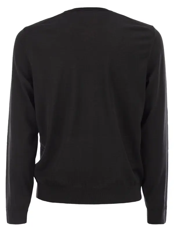 BOSS Slim Fit Crew Neck Merino Wool Jumper - Black