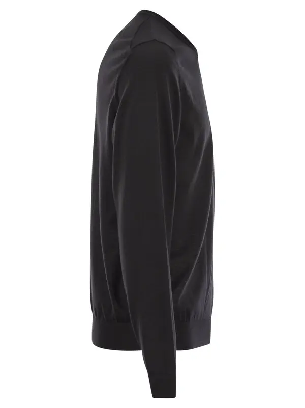 BOSS Slim Fit Crew Neck Merino Wool Jumper - Black