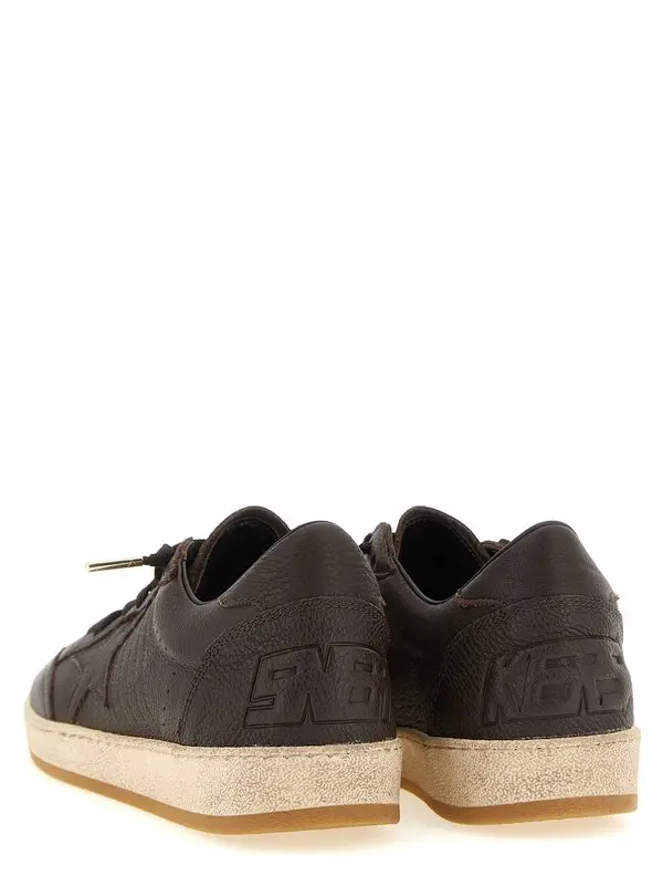 GOLDEN GOOSE Ball Star Low-top Lace-up Sneakers With Foil Star Detail - Brown