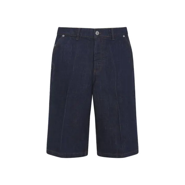 Ami Indigo Cotton Loose Bermuda Shorts - Blue