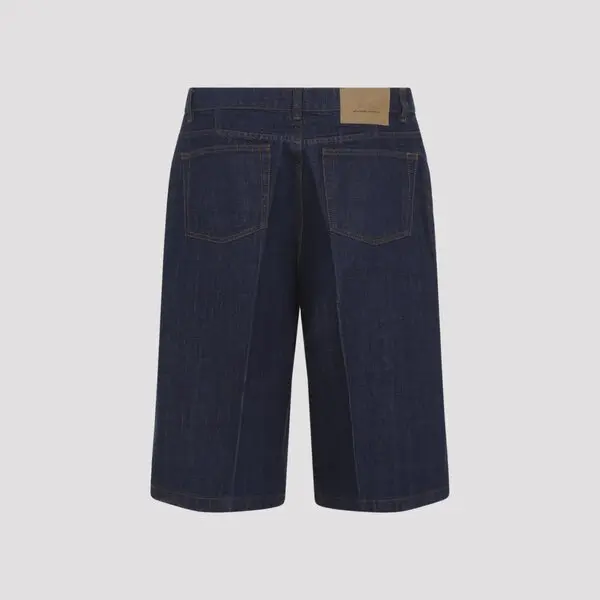 Ami Indigo Cotton Loose Bermuda Shorts