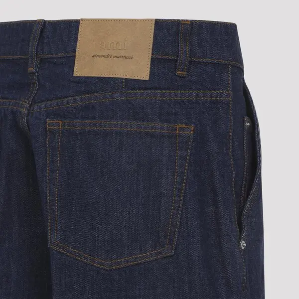 Ami Indigo Cotton Loose Bermuda Shorts