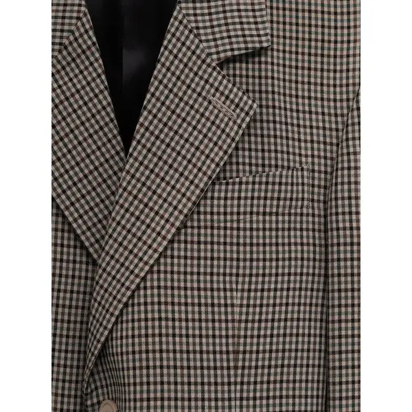 Balenciaga Check Print Blazer With Tie Detail - Cream
