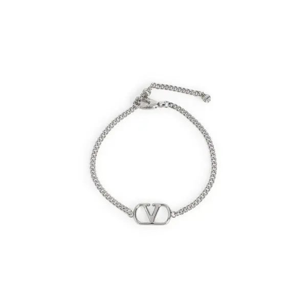 Valentino Garavani Palladium Bronze Vlogo Charm Bracelet - Silver