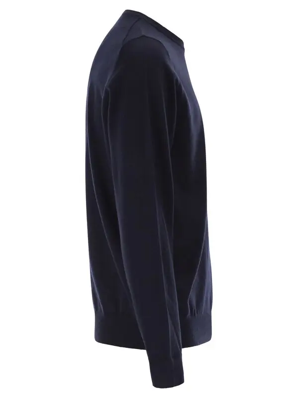 BOSS Virgin Wool Jumper With Embroidered Logo - Blue