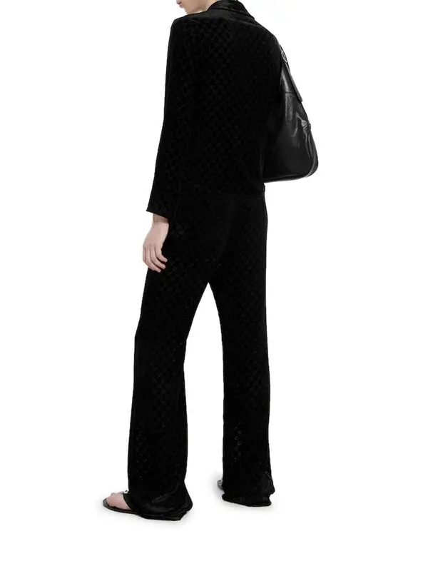 Gucci Dévoré Gg Stretch Velvet Shirt - Black