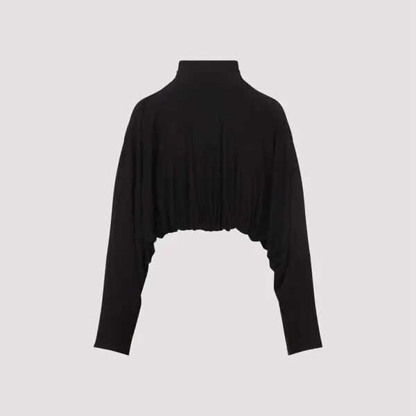 Alaïa Black Viscose-blend Jersey Draped Cropped Jacket