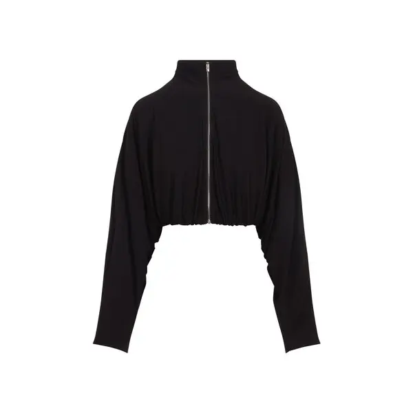 Alaïa Black Viscose-blend Jersey Draped Cropped Jacket - Brown