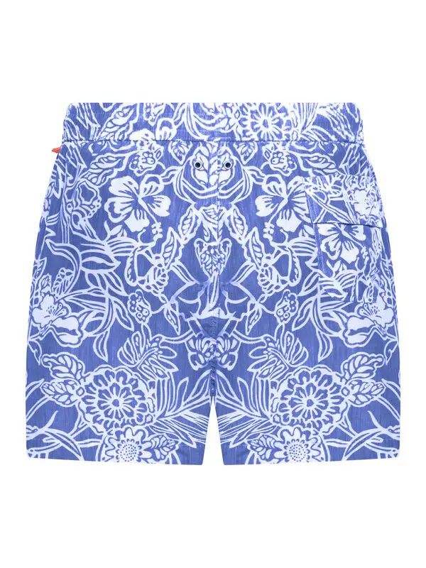 Kiton Swimsuit In Technical Fabric With Floral Pattern - Multicolor