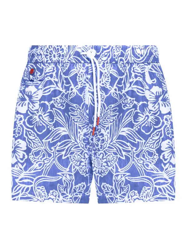 Kiton Swimsuit In Technical Fabric With Floral Pattern - Multicolor