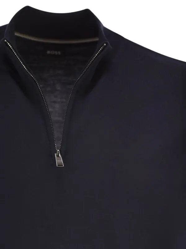 BOSS Virgin Wool Zip Collar Jumper