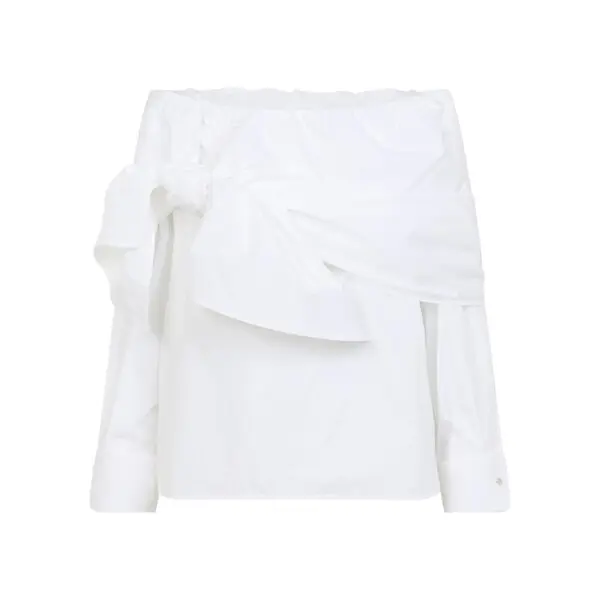 Max Mara Cotton Shirt With Knot Detail - White