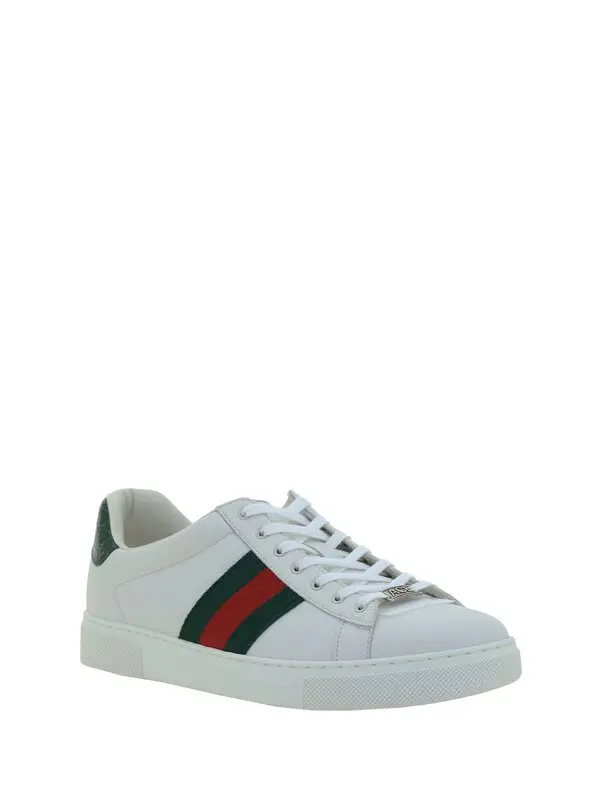 Gucci Leather Lace-up Sneakers With Signature Stripe Detail