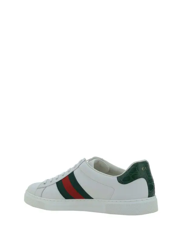 Gucci Leather Lace-up Sneakers With Signature Stripe Detail