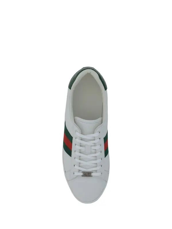 Gucci Leather Lace-up Sneakers With Signature Stripe Detail