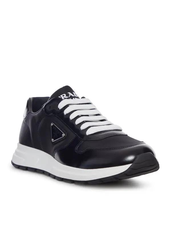 Prada Re-nylon And Brushed Leather Sneakers - Black