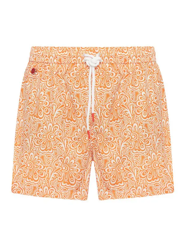 Kiton Swimsuit In Technical Fabric With All-over Floral Pattern - Multicolor