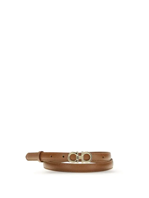 FERRAGAMO Gancini Leather Belt - Cream