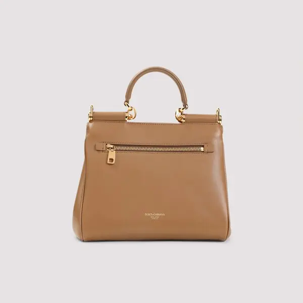 Dolce & Gabbana Sicily Soft Calf Leather Handbag - Brown