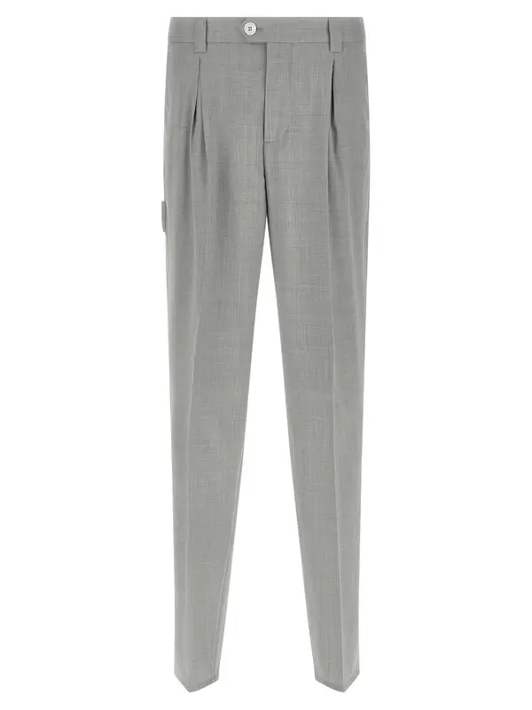 Brunello Cucinelli Mélange Wool Tailored Pants - Gray