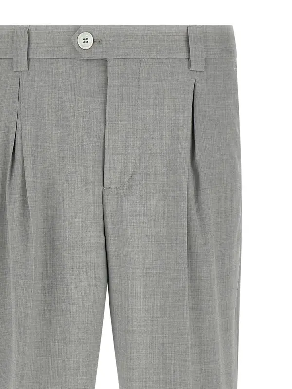 Brunello Cucinelli Mélange Wool Tailored Pants - Gray