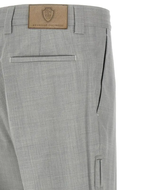 Brunello Cucinelli Mélange Wool Tailored Pants - Gray