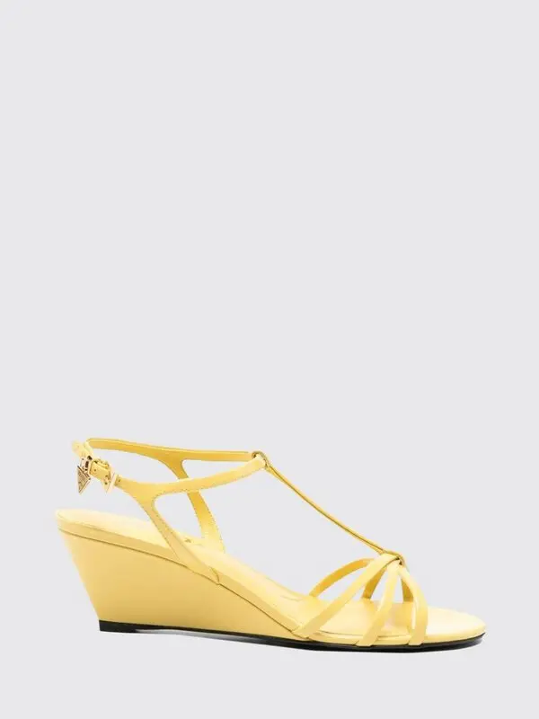 Prada Patent Leather Wedge Sandal - Yellow