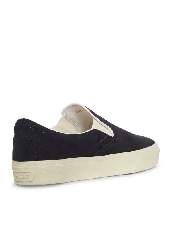TOM FORD Jude Perforated Suede Slip-on Sneakers - Black