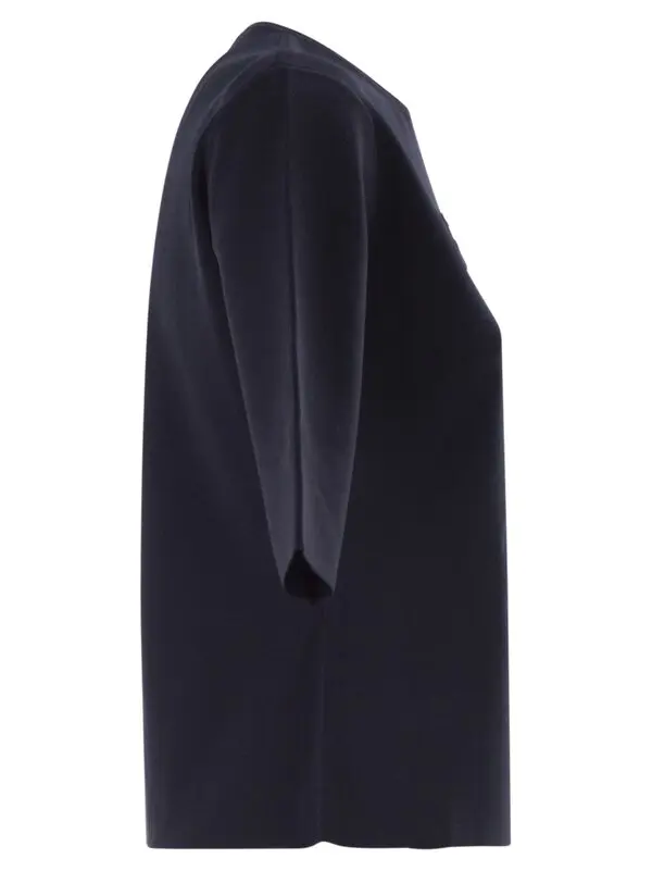 Max Mara Short-sleeved Top With Embroidered Logo - Blue