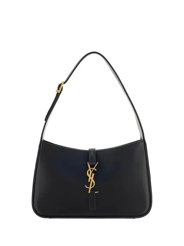 Saint Laurent Leather Hobo Shoulder Bag With Hook Closure