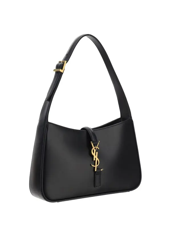 Saint Laurent Leather Hobo Shoulder Bag With Hook Closure