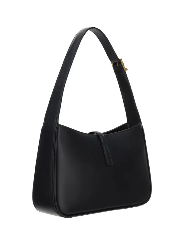 Saint Laurent Leather Hobo Shoulder Bag With Hook Closure