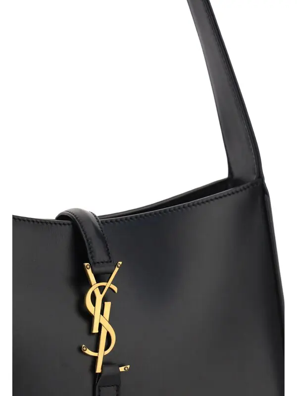Saint Laurent Leather Hobo Shoulder Bag With Hook Closure