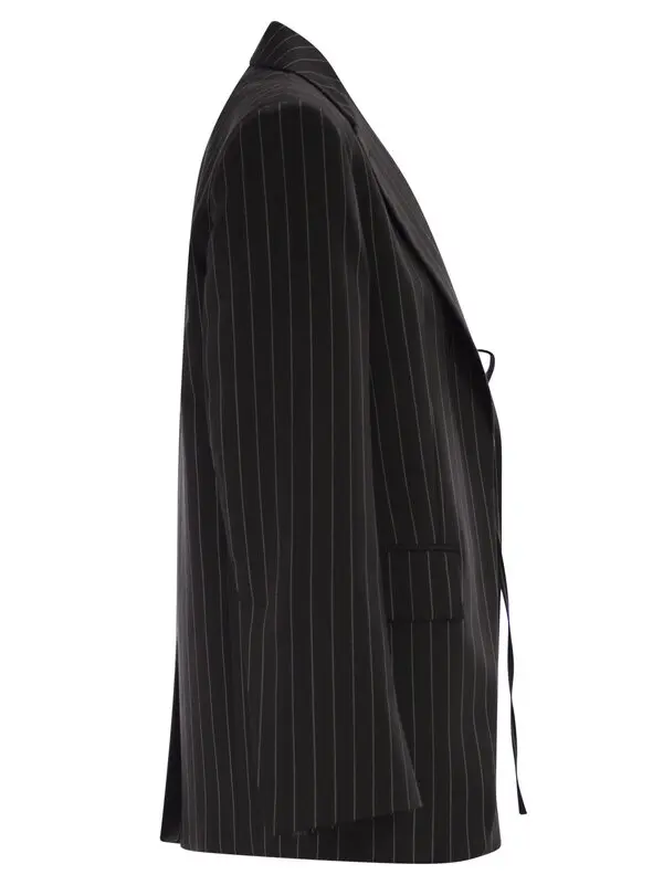 Sportmax Divina Tailored Pinstriped Gabardine Blazer - Black