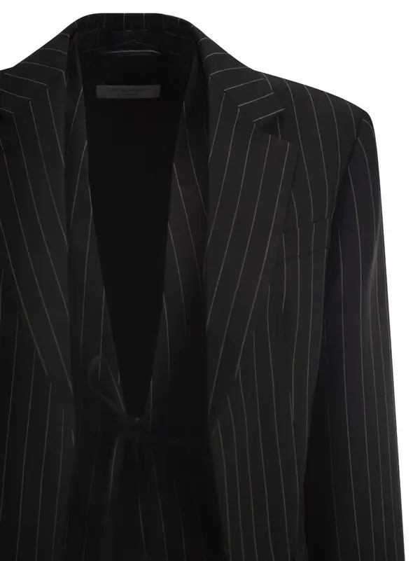 Sportmax Divina Tailored Pinstriped Gabardine Blazer - Black