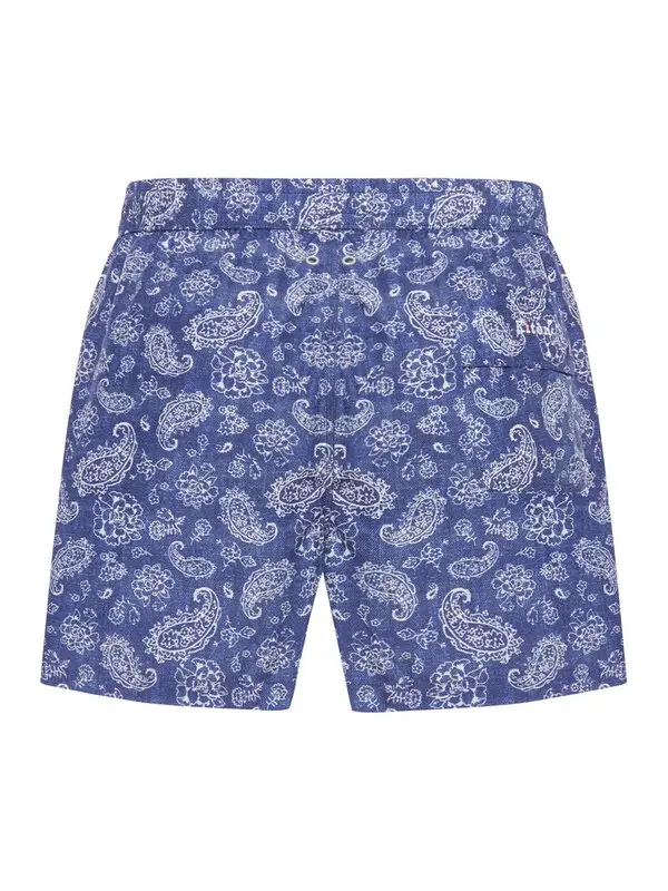 Kiton Swimsuit In Technical Fabric With All-over Graphics - Multicolor