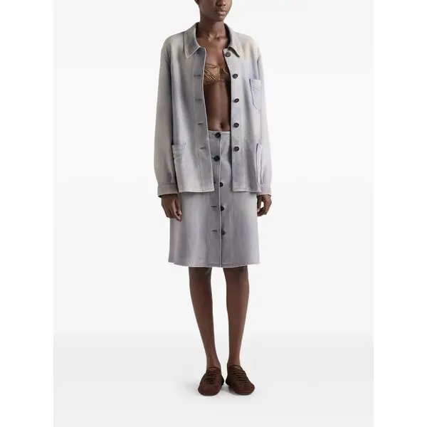 Prada Suede Distressed Shirt Jacket - Blue
