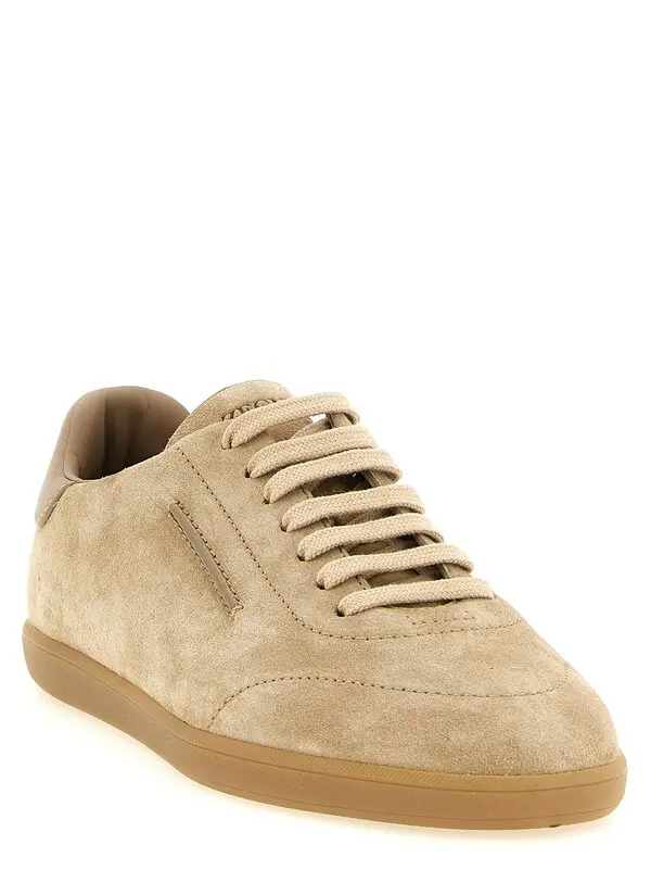 Zegna Low-top Suede Sneakers - Cream