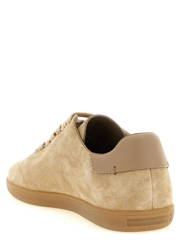 Zegna Low-top Suede Sneakers - Cream