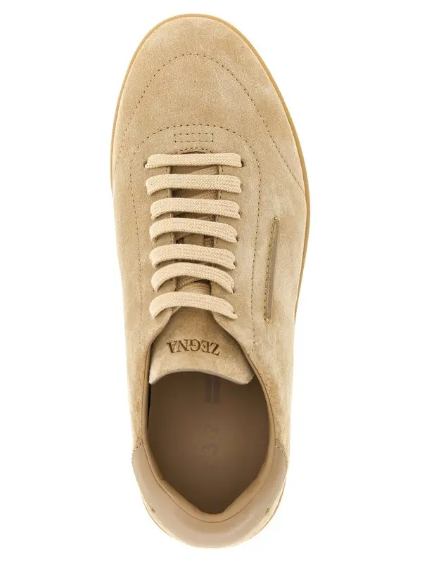 Zegna Low-top Suede Sneakers - Cream