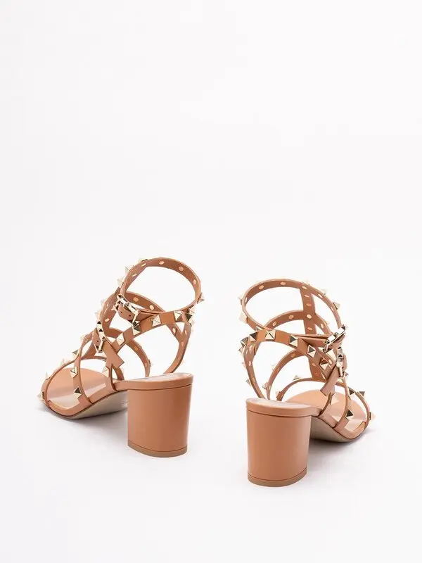 Valentino Garavani Rockstud Leather Heeled Sandals - Multicolor